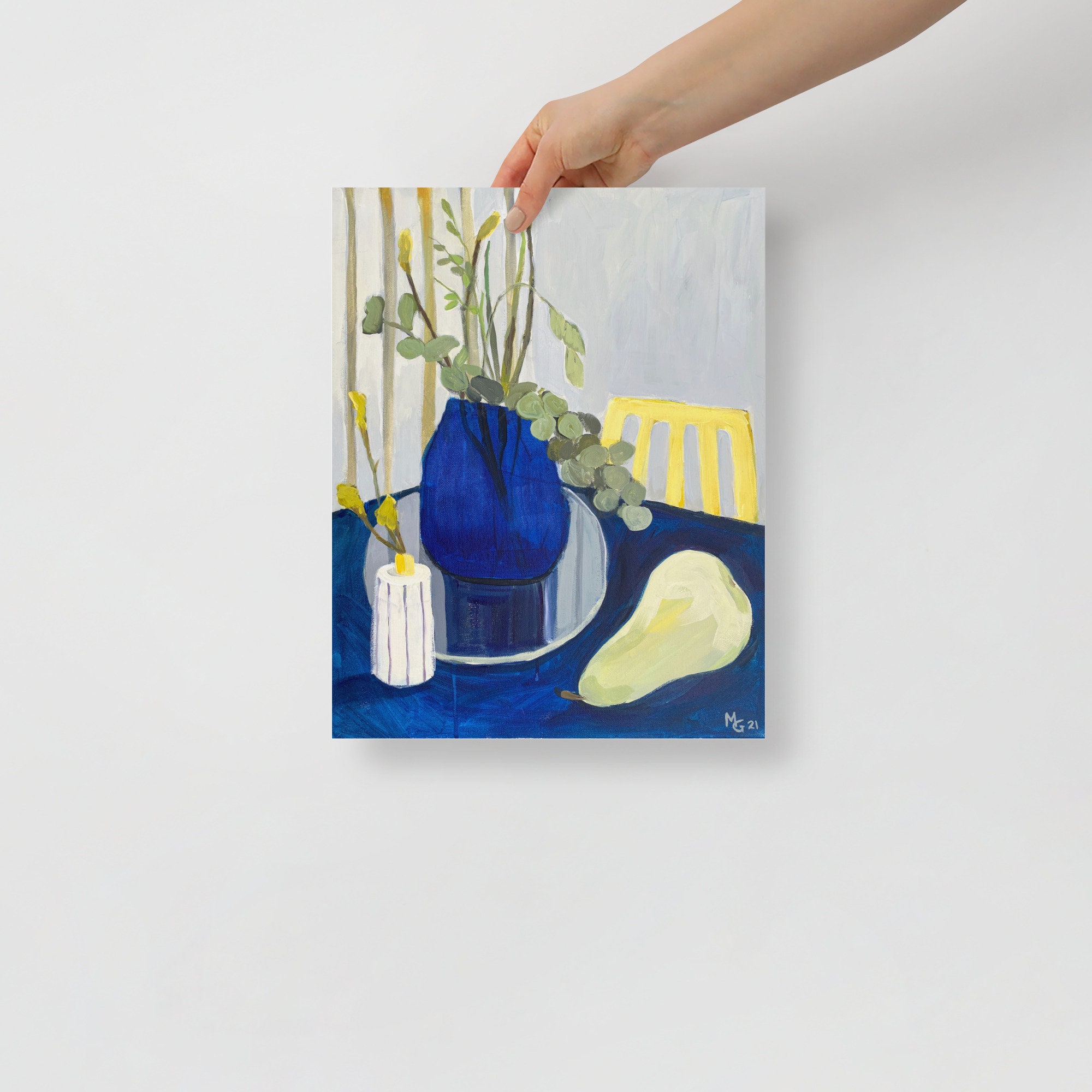 Poster, Print, Still Life, Contemporary Art, Blue, Yellow, Acrylic ...