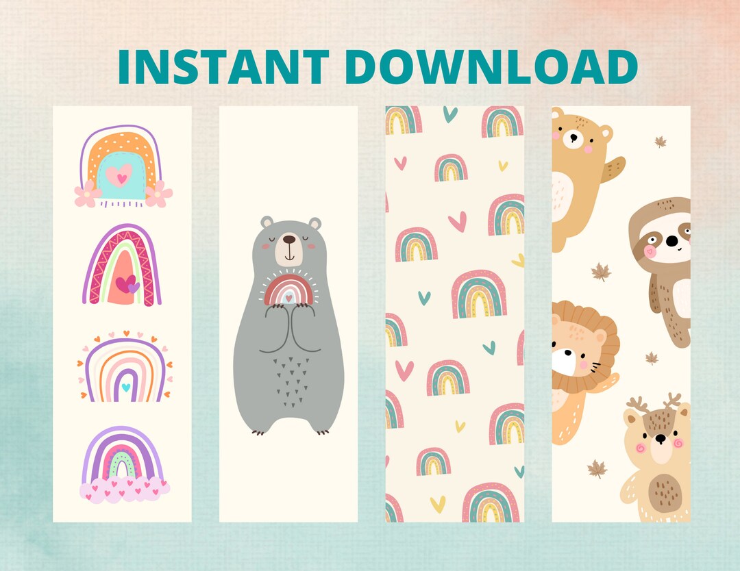 INSTANT DOWNLOAD Printable Bookmarks set of 4 Printable Downloads - Etsy
