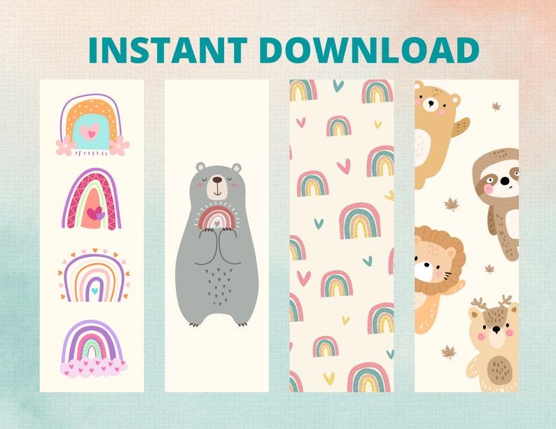 INSTANT DOWNLOAD Printable Bookmarks set of 4 Printable Downloads - Etsy