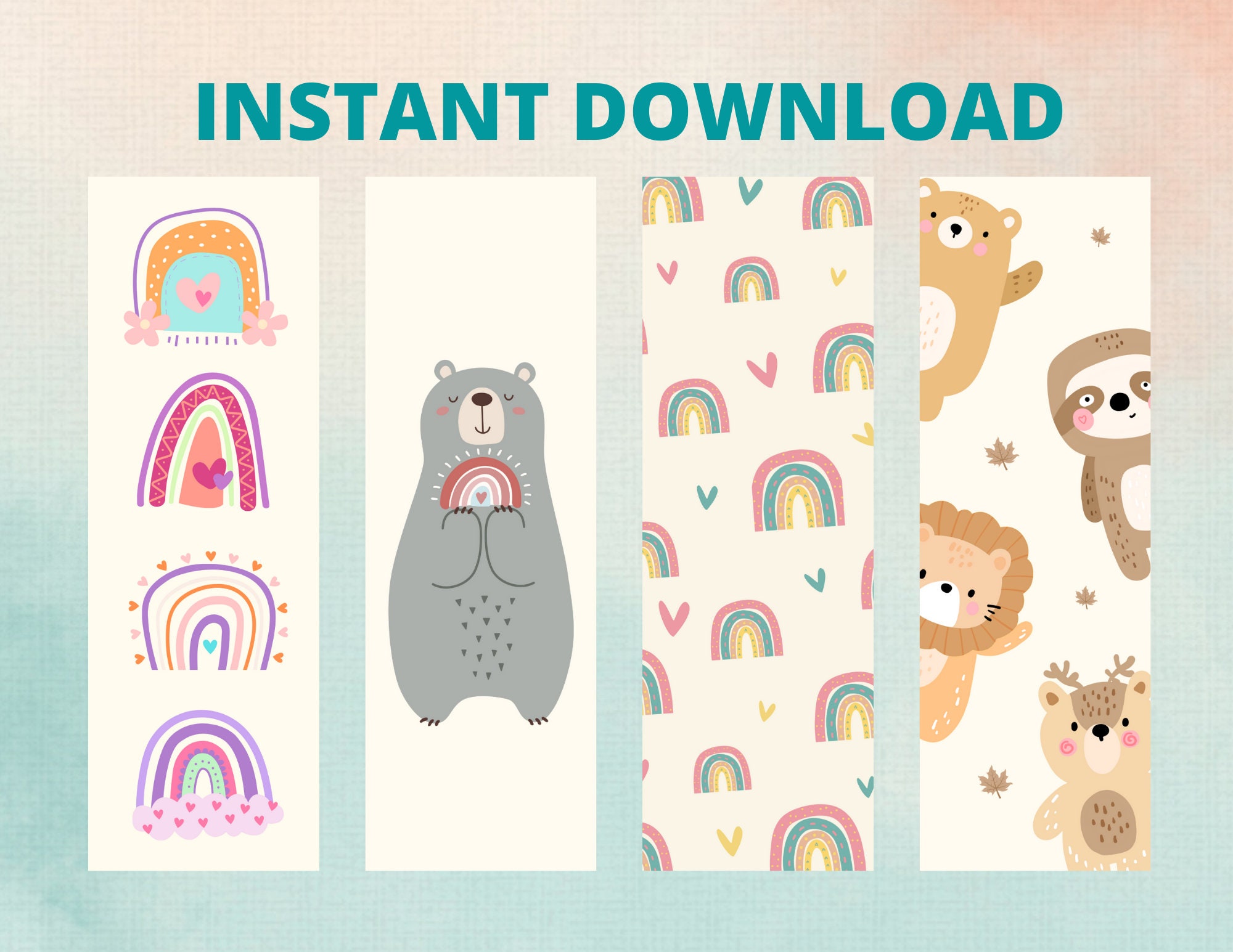 INSTANT DOWNLOAD Printable Bookmarks -set of 4 Printable Downloads - Etsy