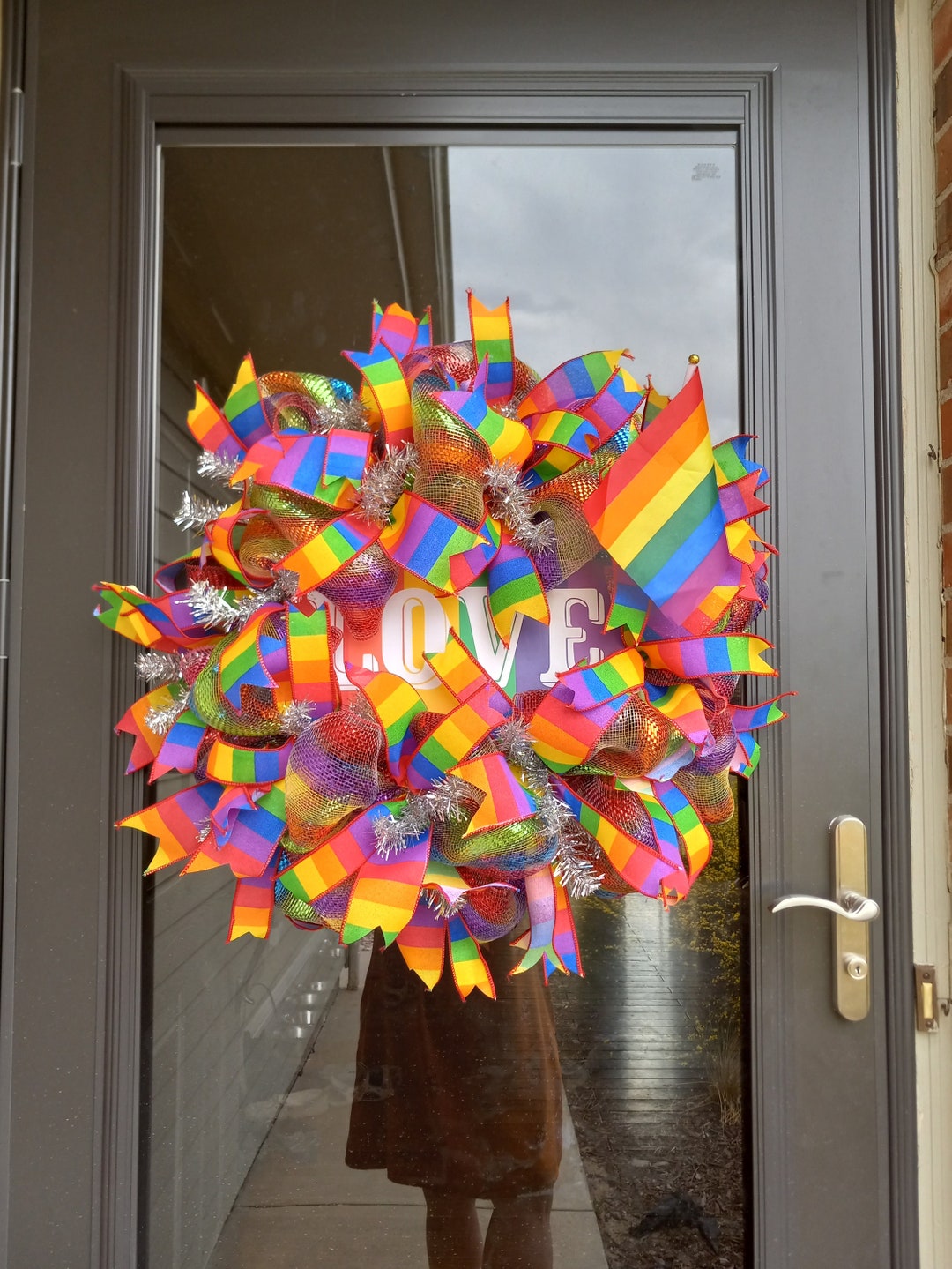 PRIDE Wreath for Front Door Deco Mesh Rainbow Wreath Gay - Etsy