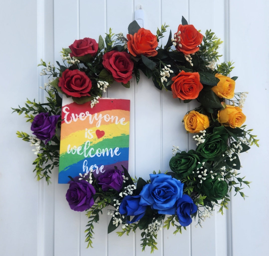 PRIDE Wreath Roses and Baby's Breath Rainbow LGBTQ Gay - Etsy
