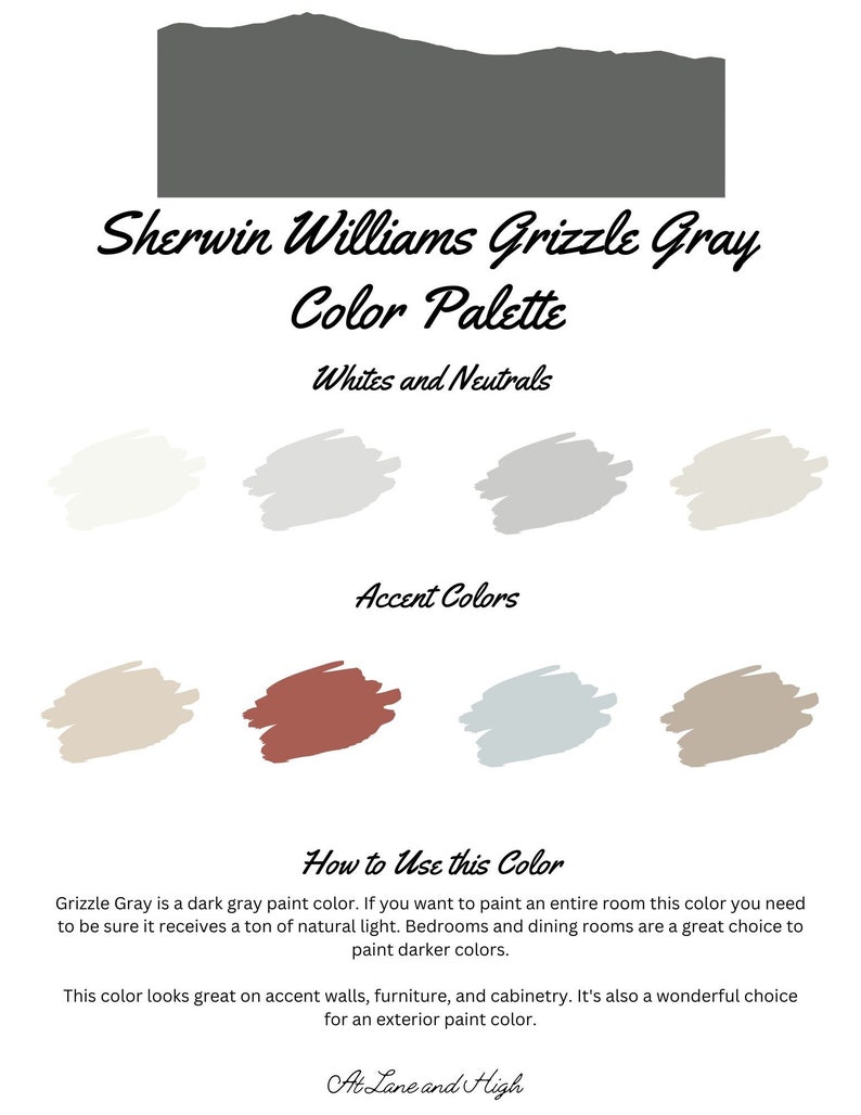 Grizzle Gray by Sherwin Williams Whole Home Color Palette - Etsy