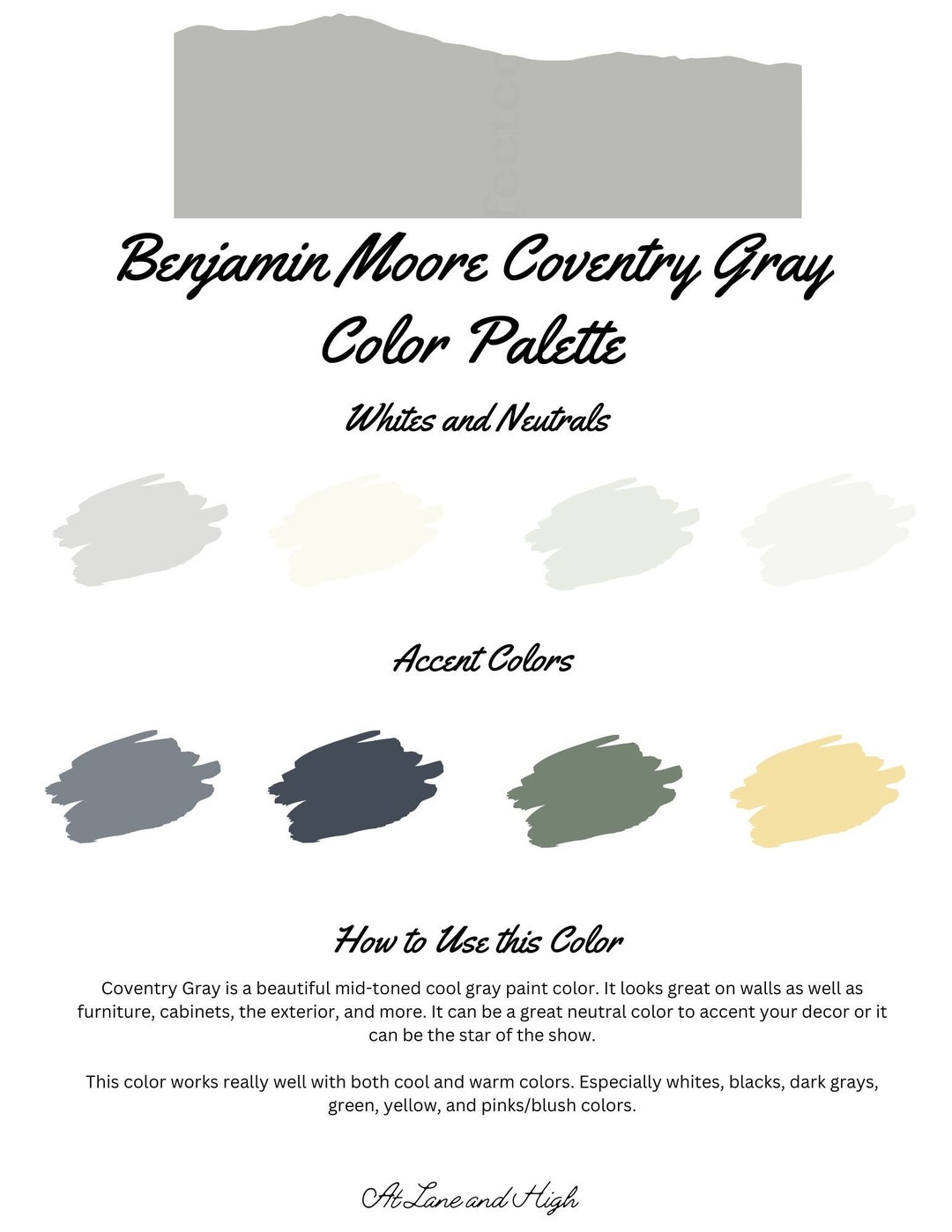 Coventry Gray by Benjamin Moore Whole Home Color Palette - Etsy