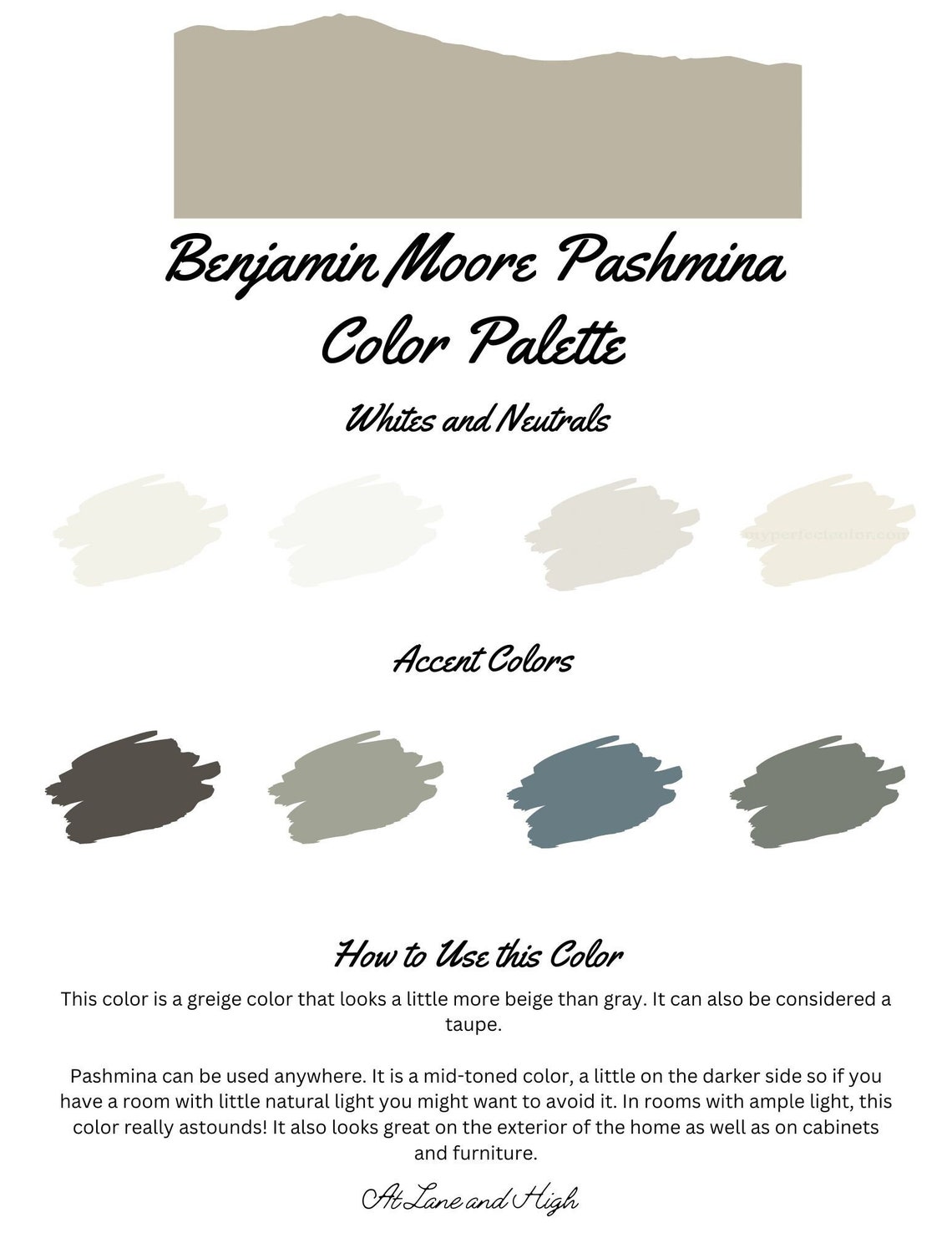 Pashmina by Benjamin Moore Whole Home Color Palette - Interior Paint Palette - Etsy