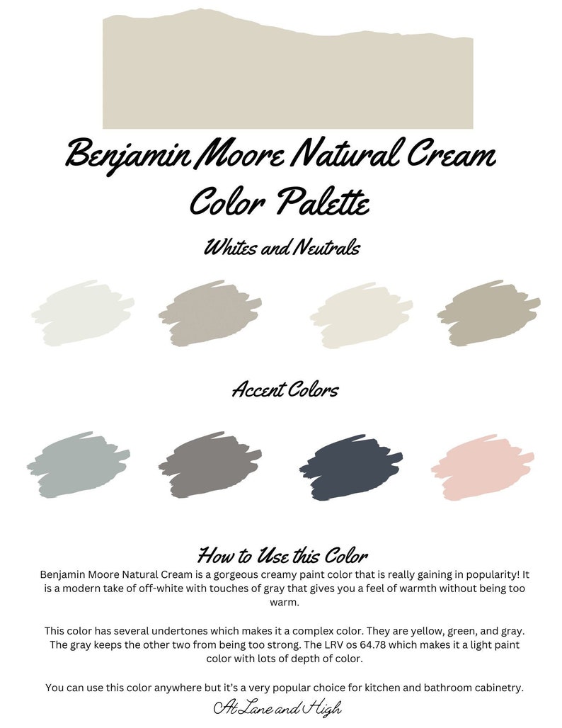Natural Cream by Benjamin Moore Whole Home Color Palette - Etsy