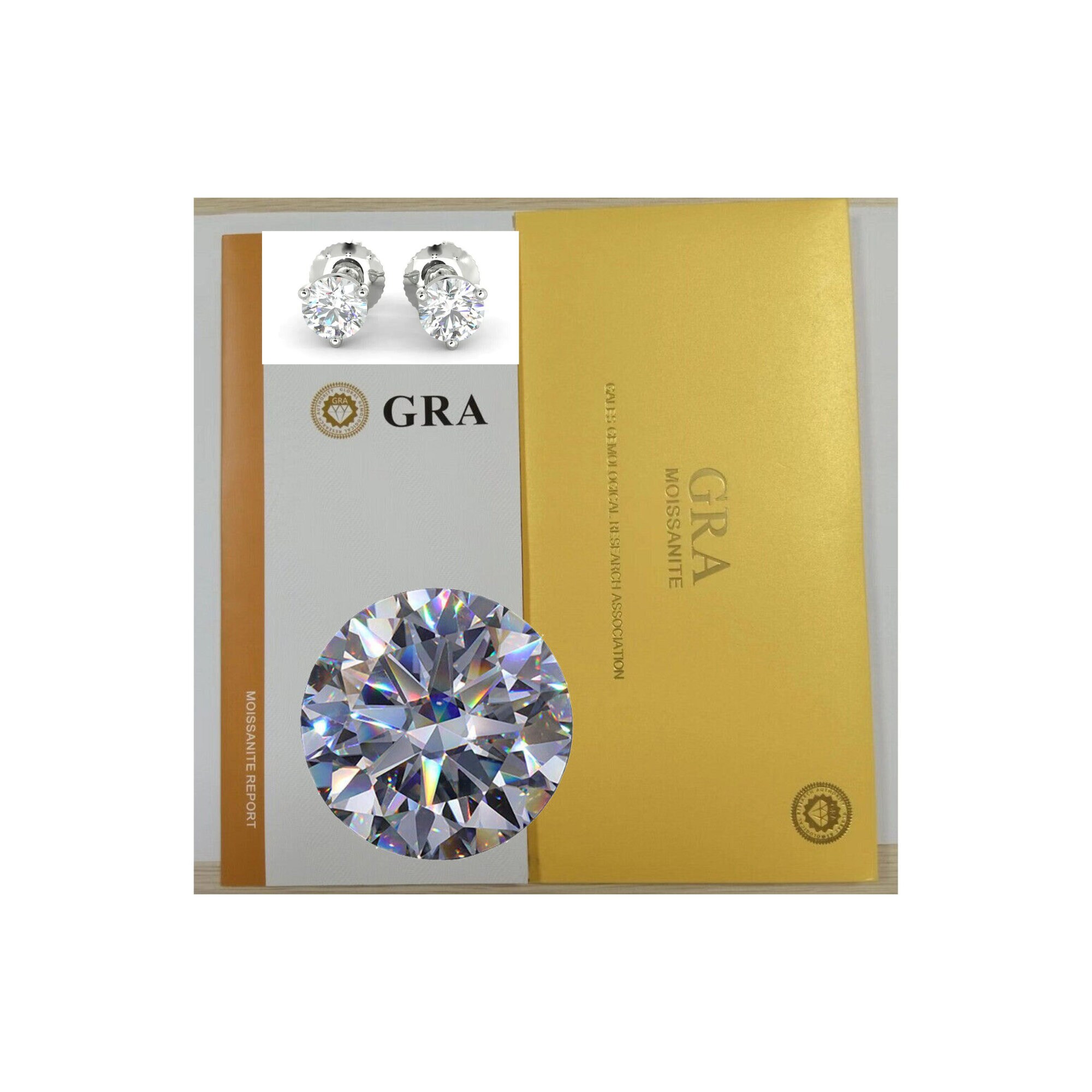 Moissanite Martini Real Moissanite GRA Certified D-VVS1 Round 14K ...