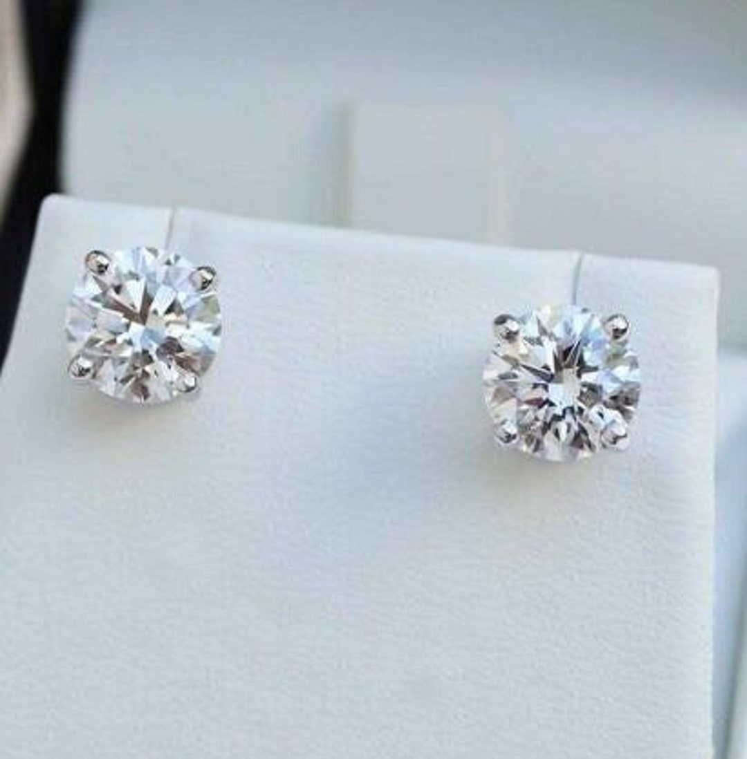 Lab Grown Dimond CVD 1.75 Ct Beautiful Studs With 14K White Gold 4 ...