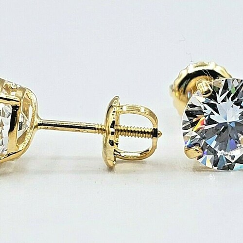 Solid 14K Yellow Gold Stud Screw Back Earrings 2mm 3mm 4mm 5mm - Etsy