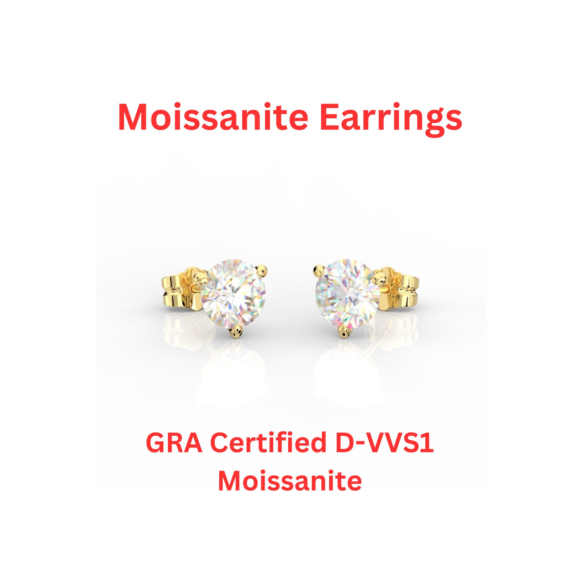 Moissanite Martini Real Moissanite GRA Certified D-VVS1 Round 14K ...
