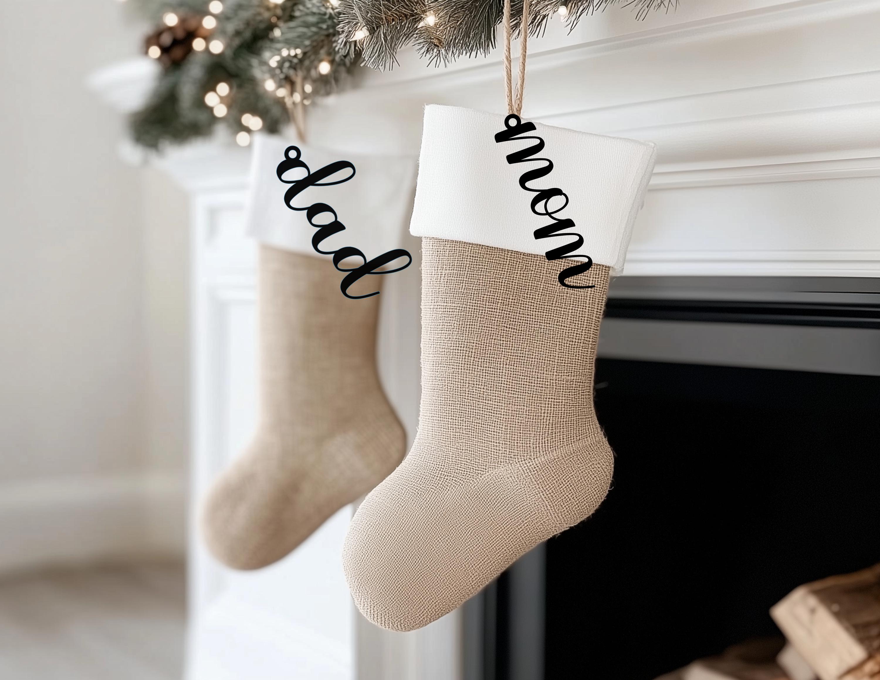 Metal Stocking Name Tags, Name Tags, Metal, Ornament, Custom Names ...