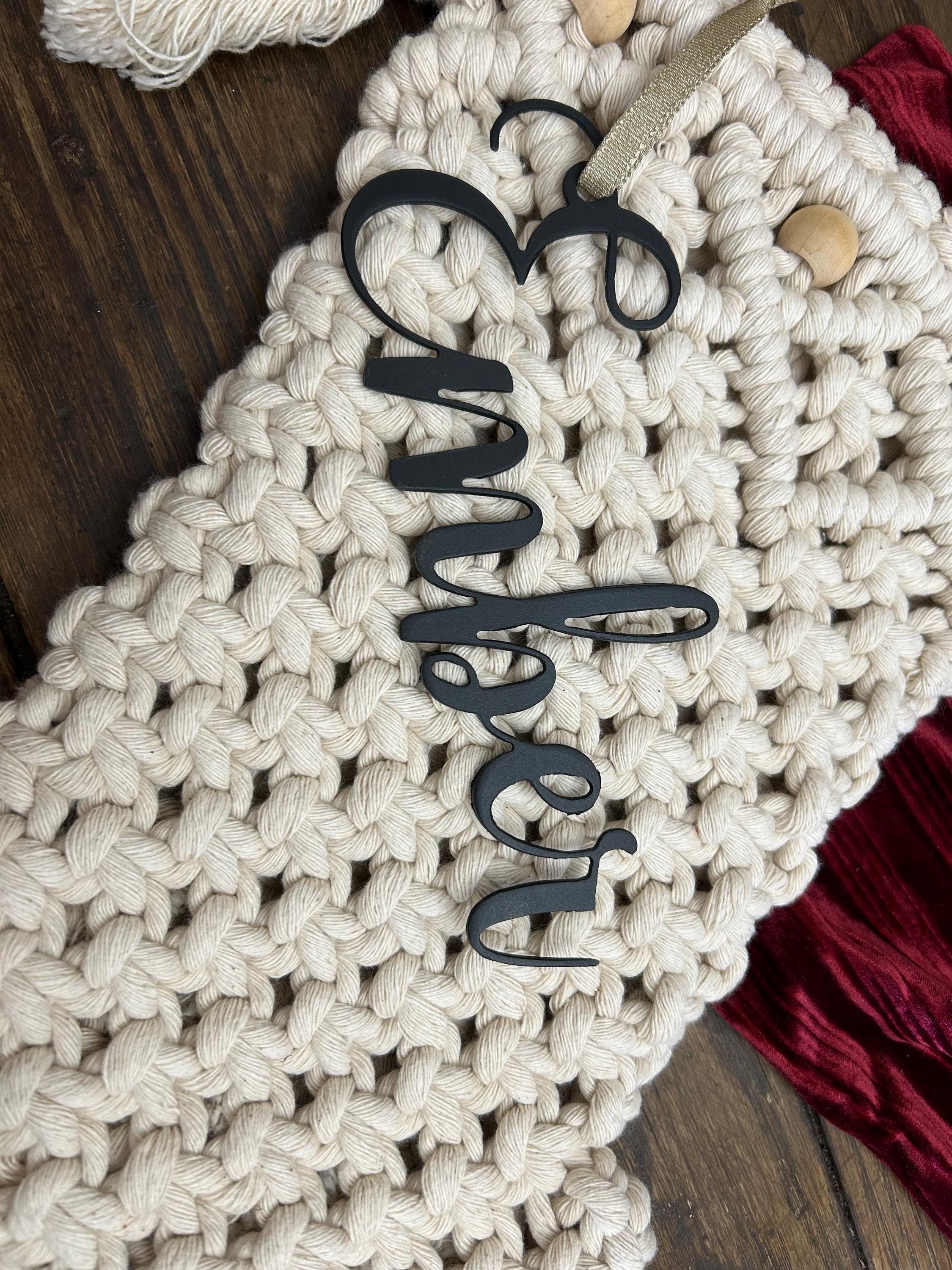 Metal Stocking Name Tags, Name Tags, Metal, Ornament, Custom Names ...
