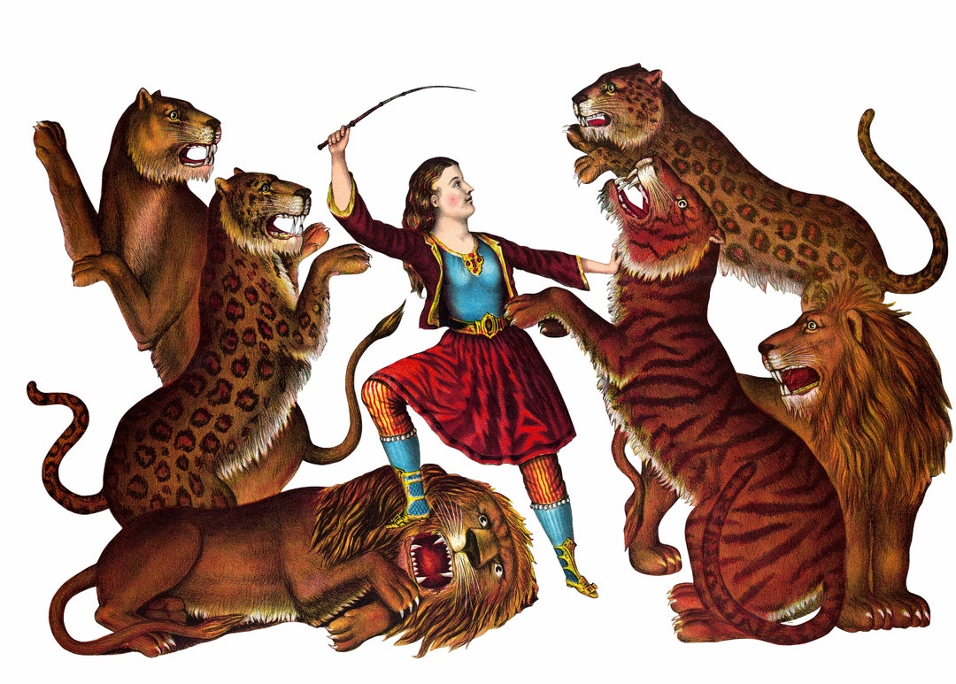 Female Lion Tamer Vintage Circus Image Graphic Tee - Etsy