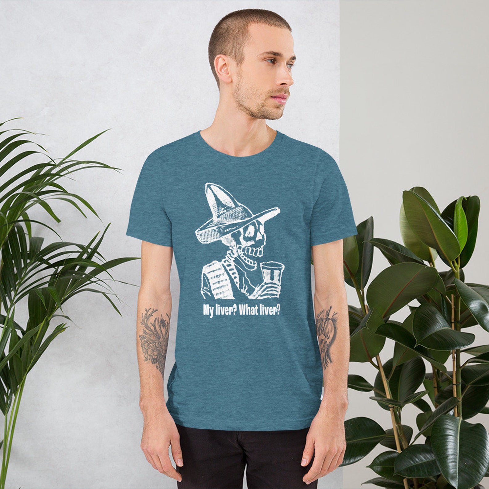 MY LIVER? What LIVER? Dia De Los Muertos Graphic Tee W/ Vintage Mexican ...
