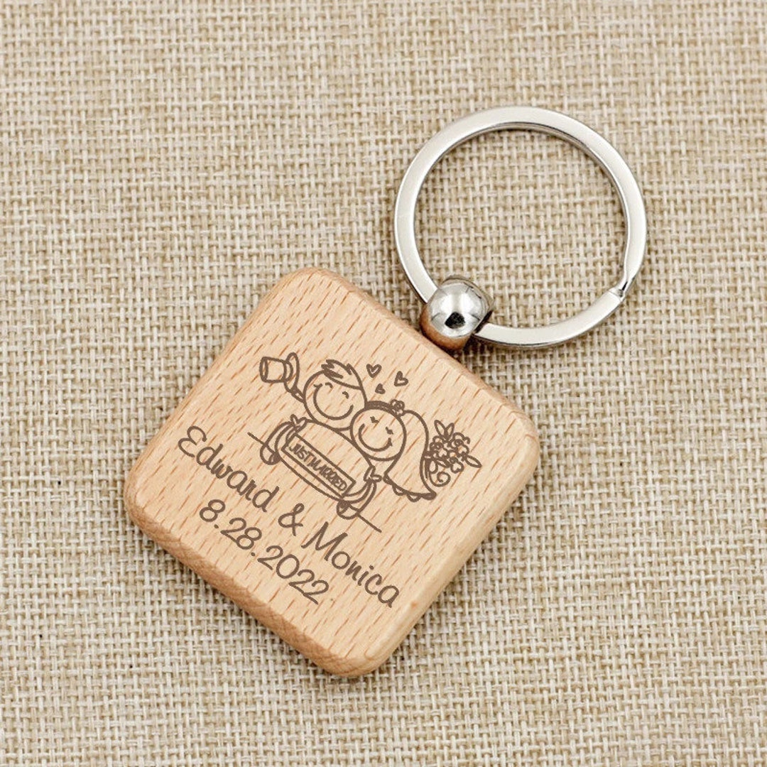 Personalised Square Keyring / Laser Engraved Keychain / Customised Gift ...