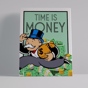 Time is Money Canvas / Monopoly Man Art / Motivational Canvas / Money ...