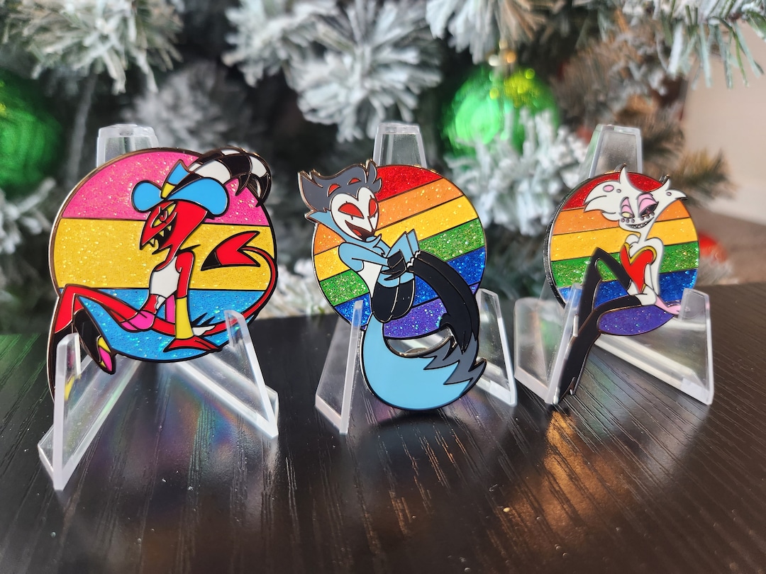 Hazbin Hotel Helluva Boss Blitzo Stolas Angel Dust Pride Glitter Lapel ...