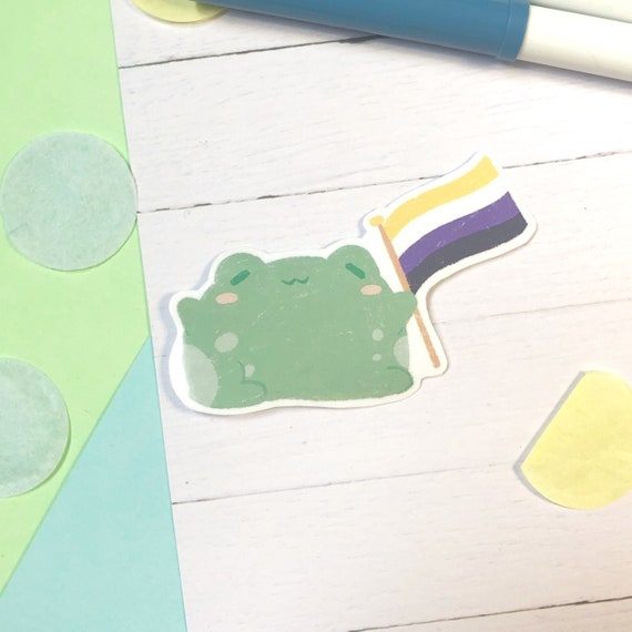 Non-binary Pride Flag Froggy weatherproof sticker sets | Etsy