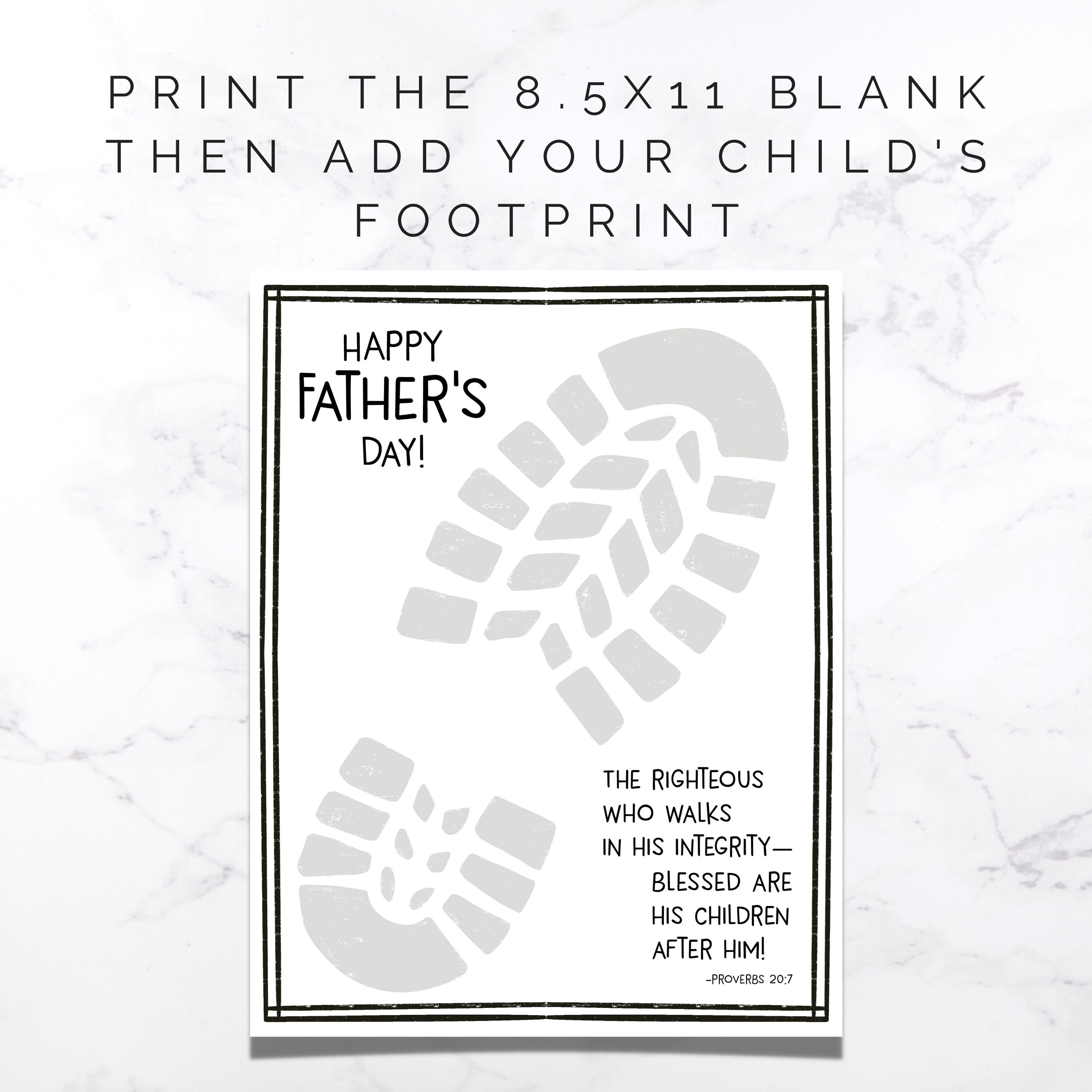 Father's Day Footprint Card, Printable Fathers Day Footprint Craft ...