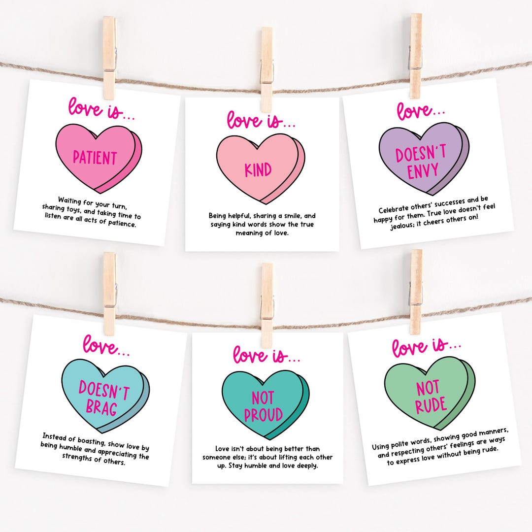 Candy Heart Love Cards | 1 Corinthians 13 Valentine's Activity (digital ...