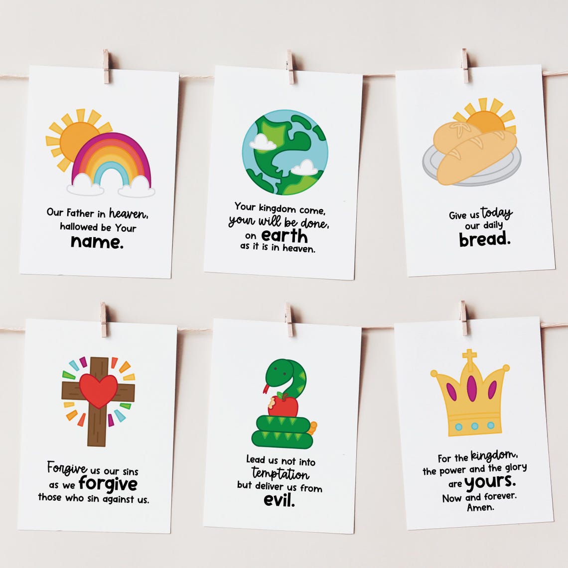 The Lord's Prayer Flashcards Printable | Digital Download | Fun and ...