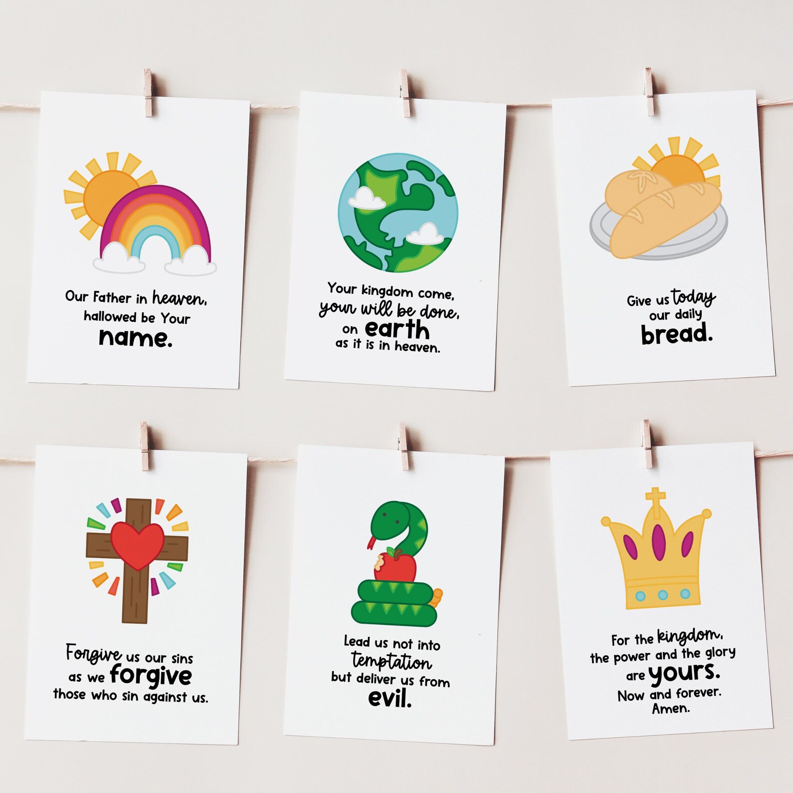 The Lord's Prayer Flashcards Printable | Digital Download | Fun and ...