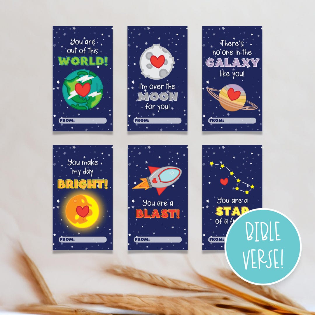 Space Valentine Cards: Printable Galaxy Kids Valentines (PDF Download ...