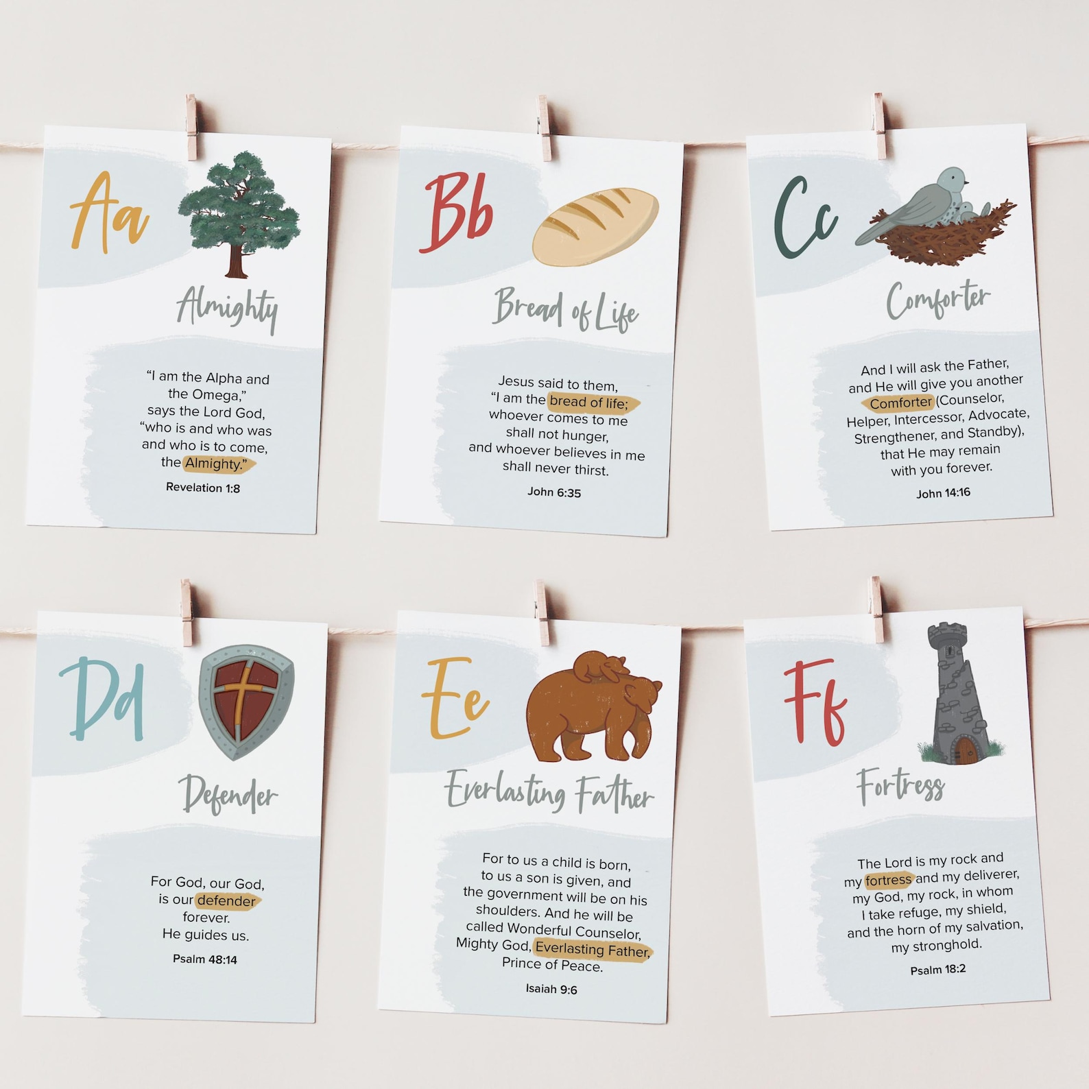 Printable Names of God ABC Flashcards, Christian Alphabet Scripture ...