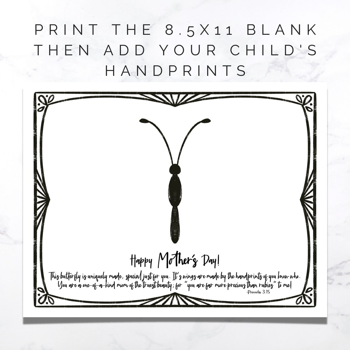 Mother's Day Butterfly Handprint Card, Printable Mothers Day Handprint ...