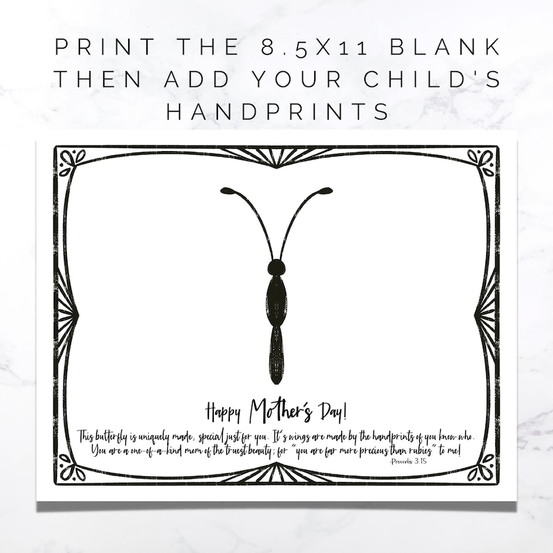 Mother's Day Butterfly Handprint Card, Printable Mothers Day Handprint ...