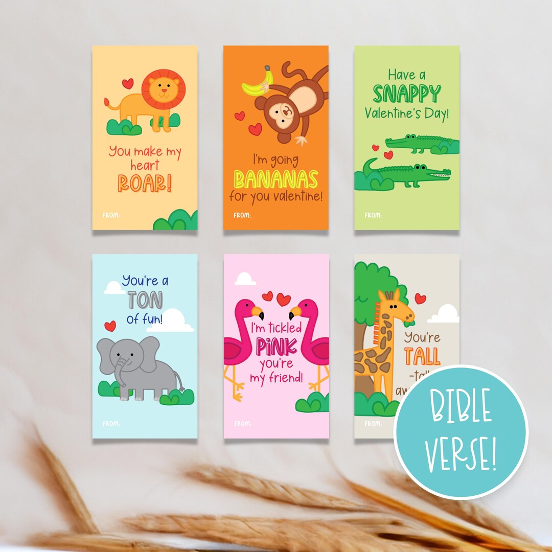 Zoo Animal Valentine Cards: Printable Kids Valentines (PDF Download) - Etsy