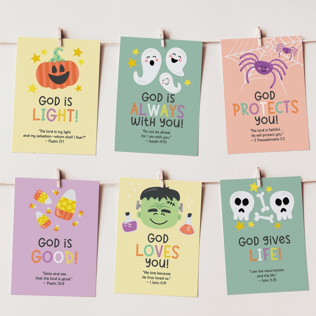Christian Halloween Truth Cards for Kids | Bible Verse Flashcards ...