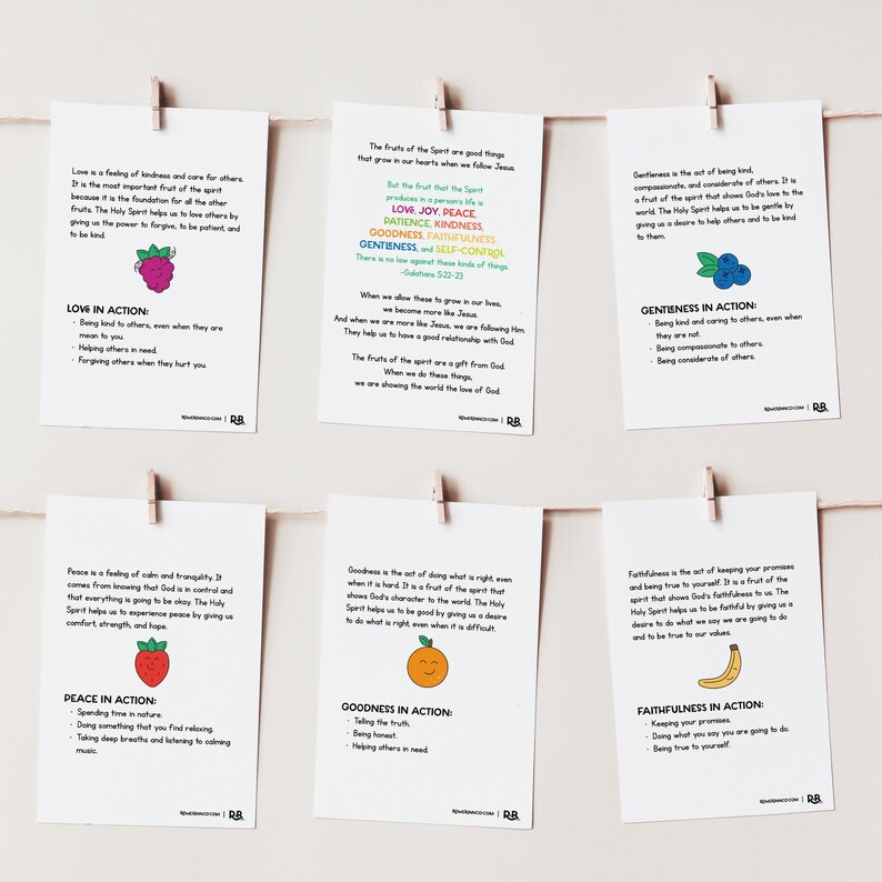 Fruits of the Spirit Flashcards: Bible Verse Cards, Kids Christian ...