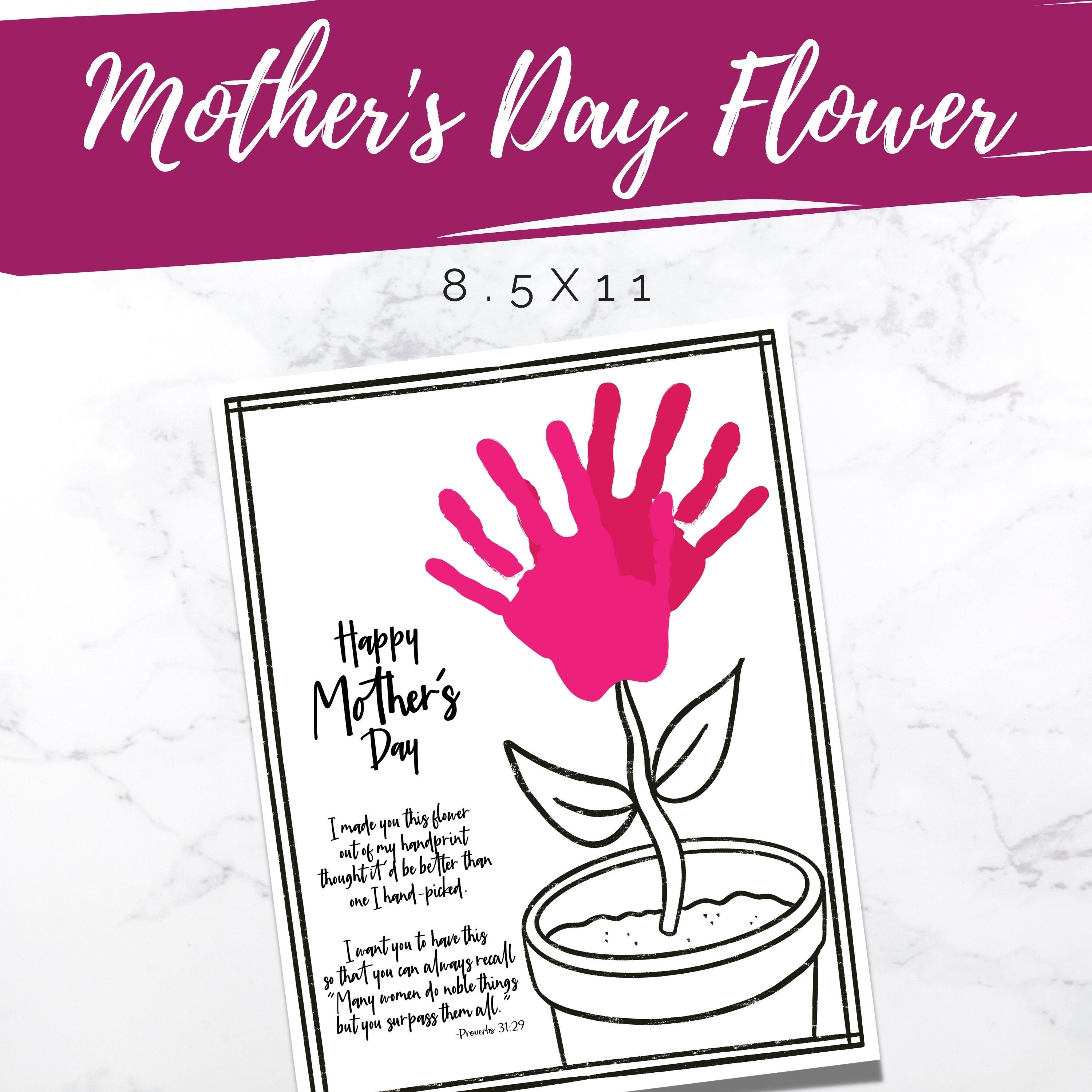 Mother's Day Flower Handprint Card, Printable Mothers Day Handprint ...