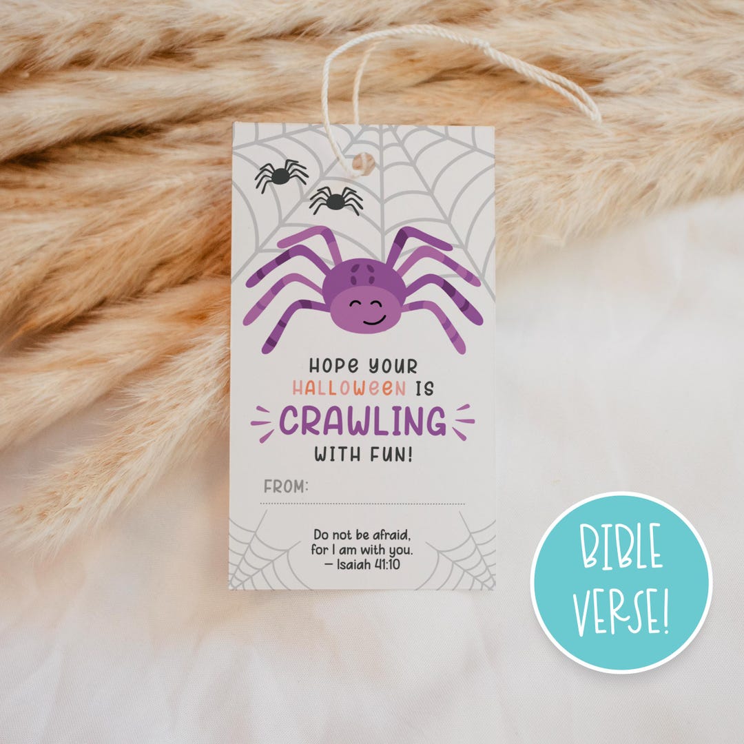 Christian Spider Treat Bag Tags: Bible Verse Halloween Favor (PDF ...