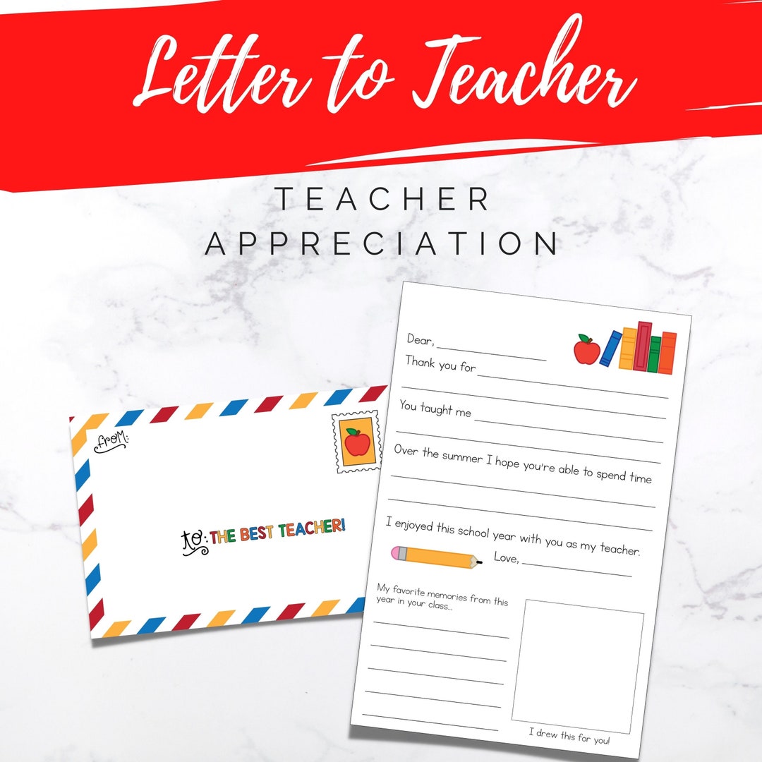 Letter to Your Teacher Printable, Teacher Appreciation, Staff ...