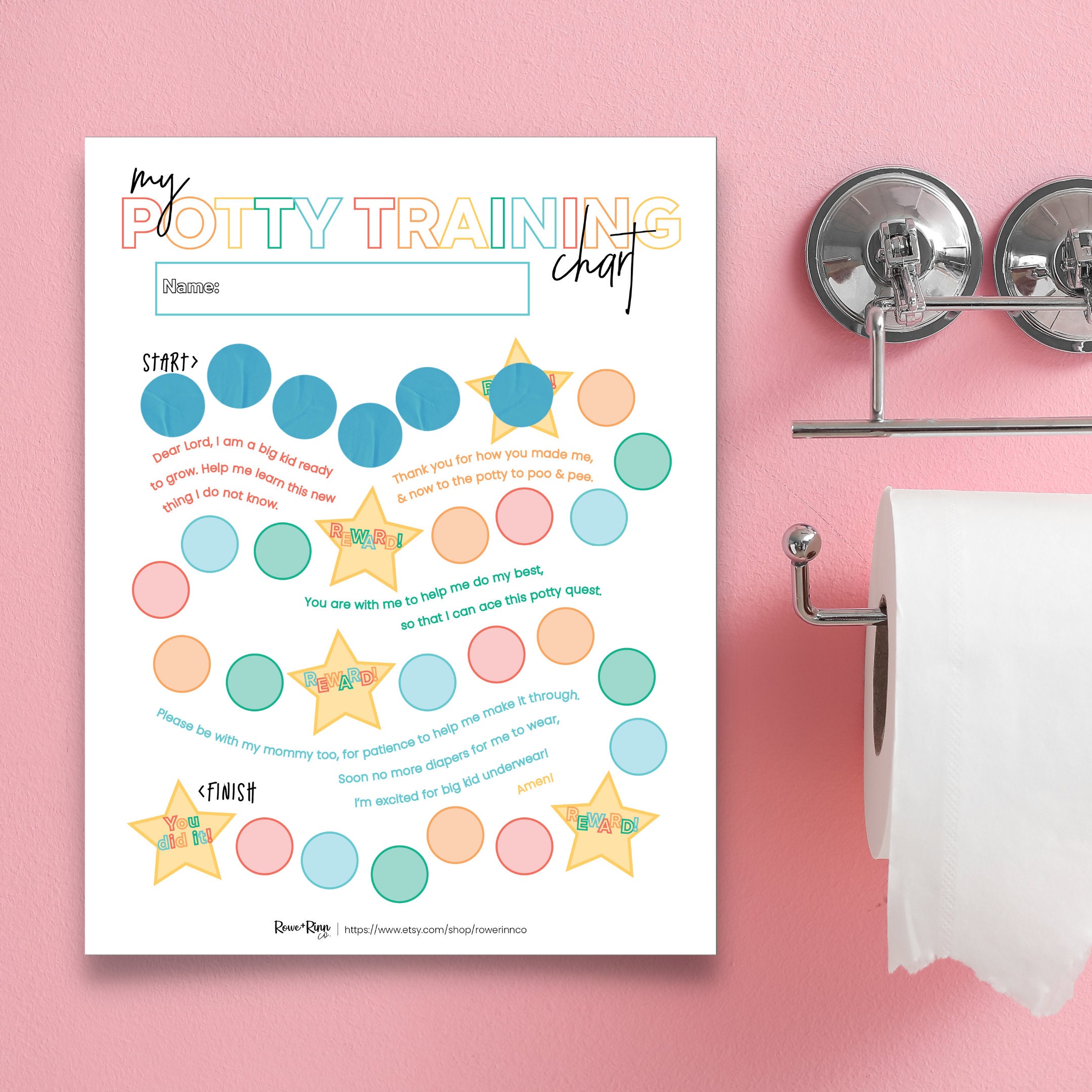 Potty Training Chart | INSTANT DOWNLOAD | Potty Prayer, Rainbow, Gender ...