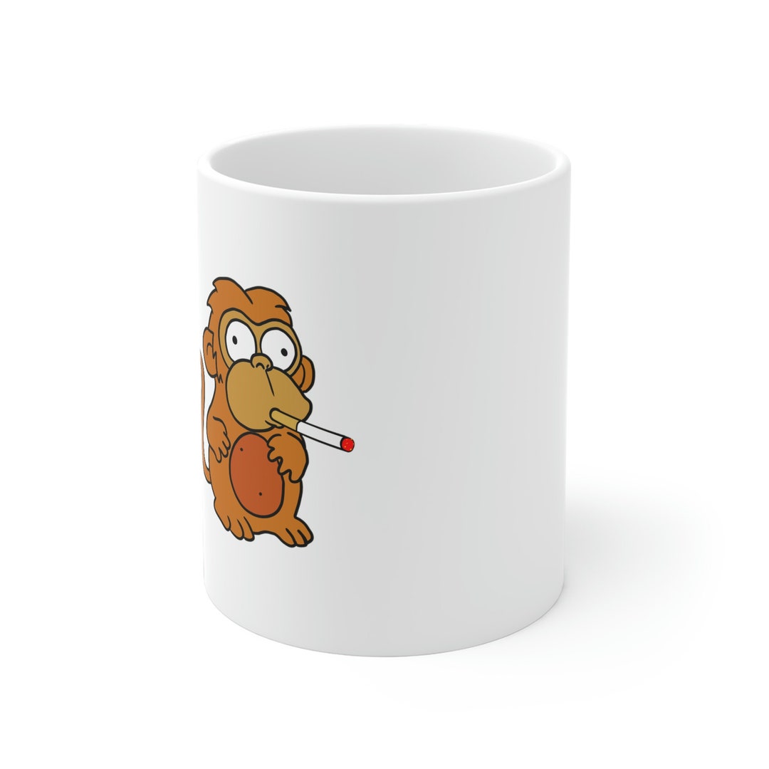 The Simpsons Themed Smoking Monkey Mug Small 11oz - Etsy