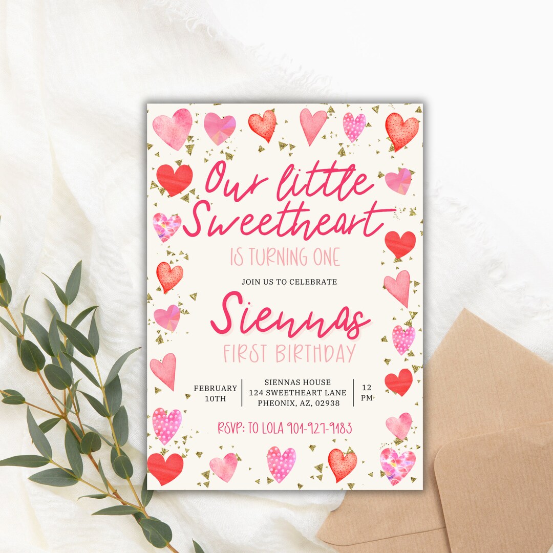 Editable Valentine Birthday Invitation Valentine Party Invitation ...