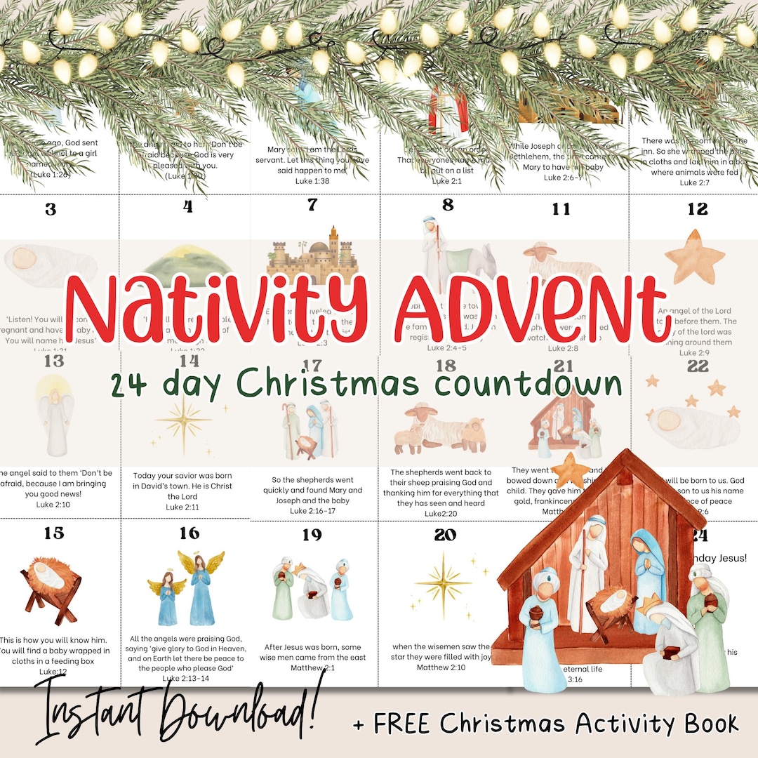 Printable Scripture Advent Cards, Christian Christmas Countdown, Kids ...