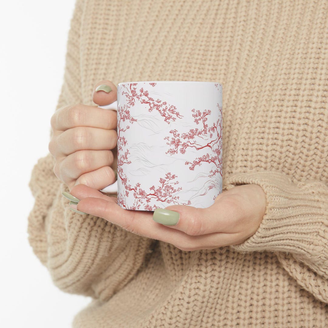 Cherry Blossom Mug Traditional Japanese Sketch Design 11oz Ceramic - Etsy