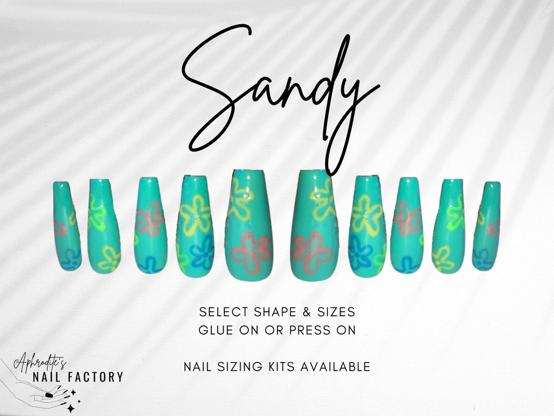 SANDY NAIL SET Hand Painted Nail Set Sandy Cheeks Sponge - Etsy