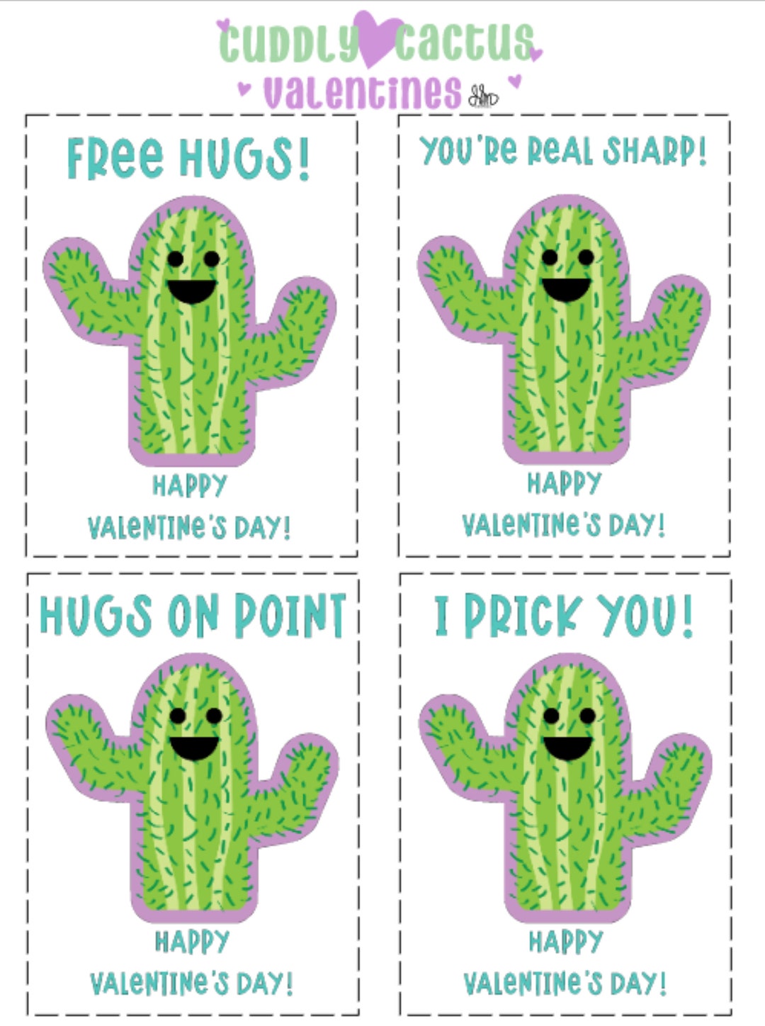 Cuddly Cactus Valentines Day Cards - Etsy