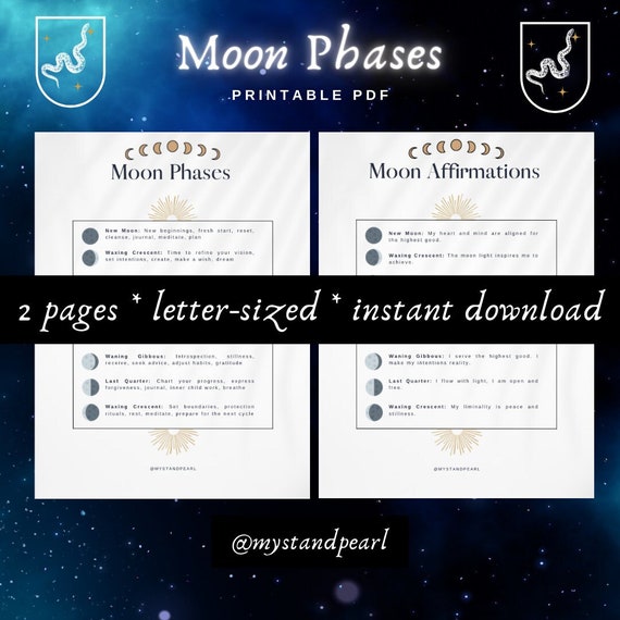 Moon Phase Book Moon Phase Cheatsheet Moon Phases | Etsy