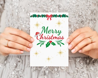 Happy Christmas Card for Print, Printable Christmas Card, Digital ...