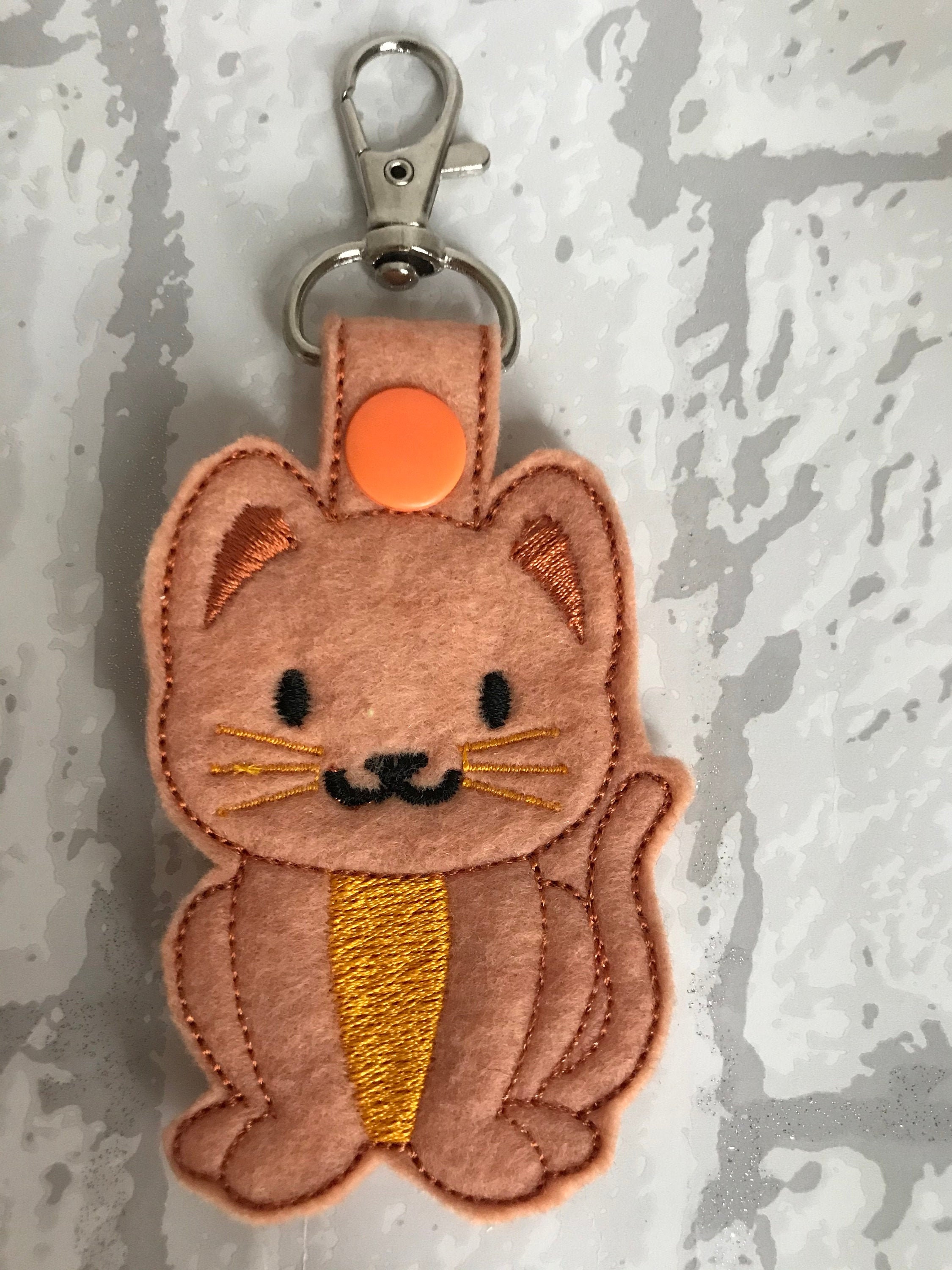 Felt Embroidered Cat Keychain Keyring - Etsy