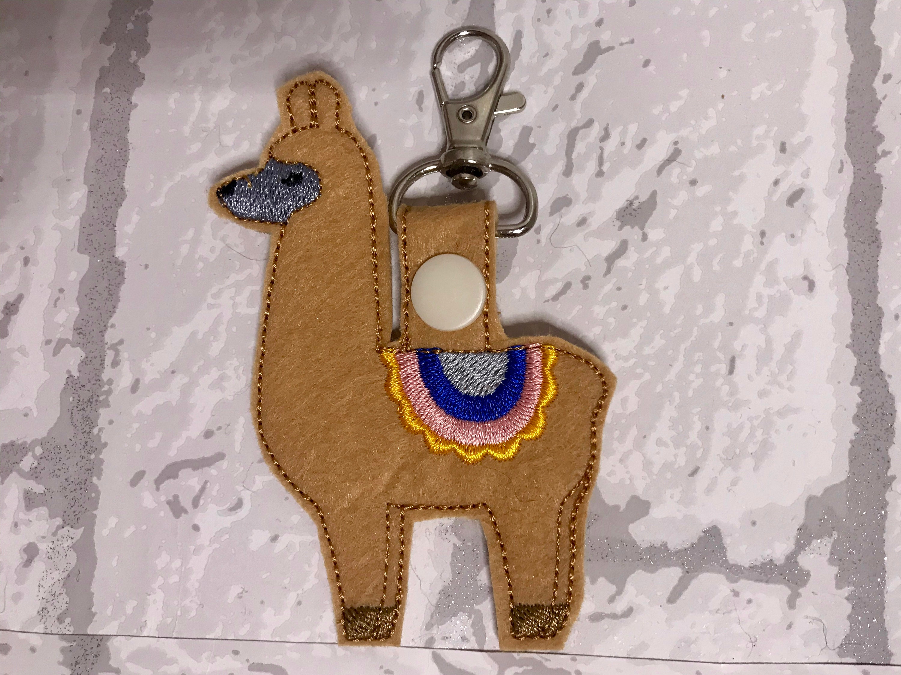 Llama Felt Embroidered Keyring, Key Fob, Bag Charm - Etsy