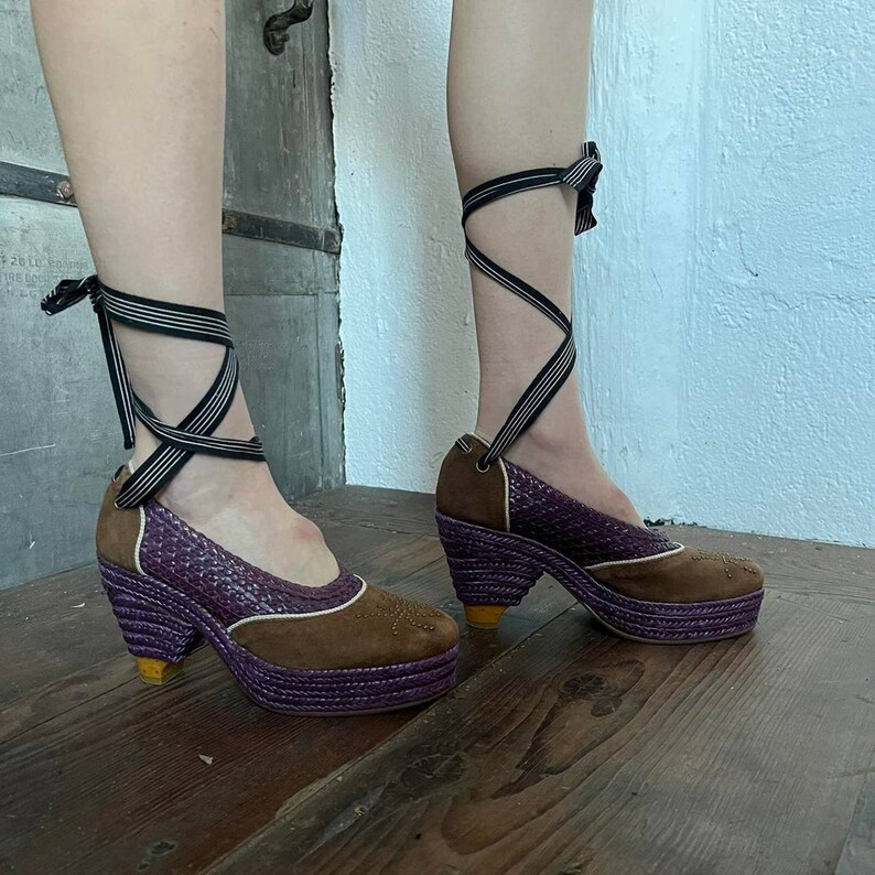 UNDERCOVER Spider Motif Purple and Tan Suede Studded Woven - Etsy