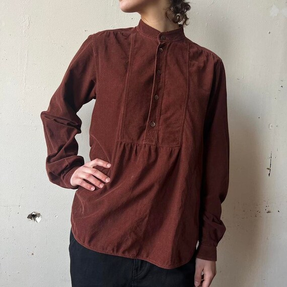 MIU MIU 90’s Brown Corduroy Quarter Button Down Shirt - Gem