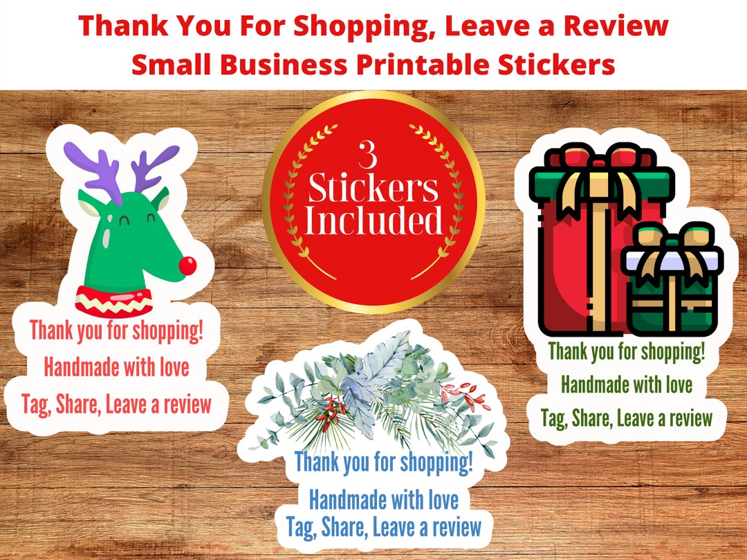 Thank You Christmas Stickers for Small Business, Leave a Review Label ...